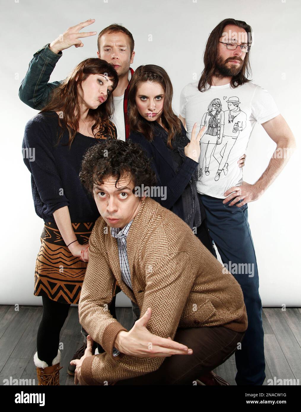 (left to right) Actors Lizzy Caplan, Mark Webber, Martin Starr ...