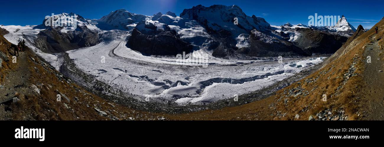 The Gorner Glacier taken from the Gornergrat, near Zermatt, in the ...