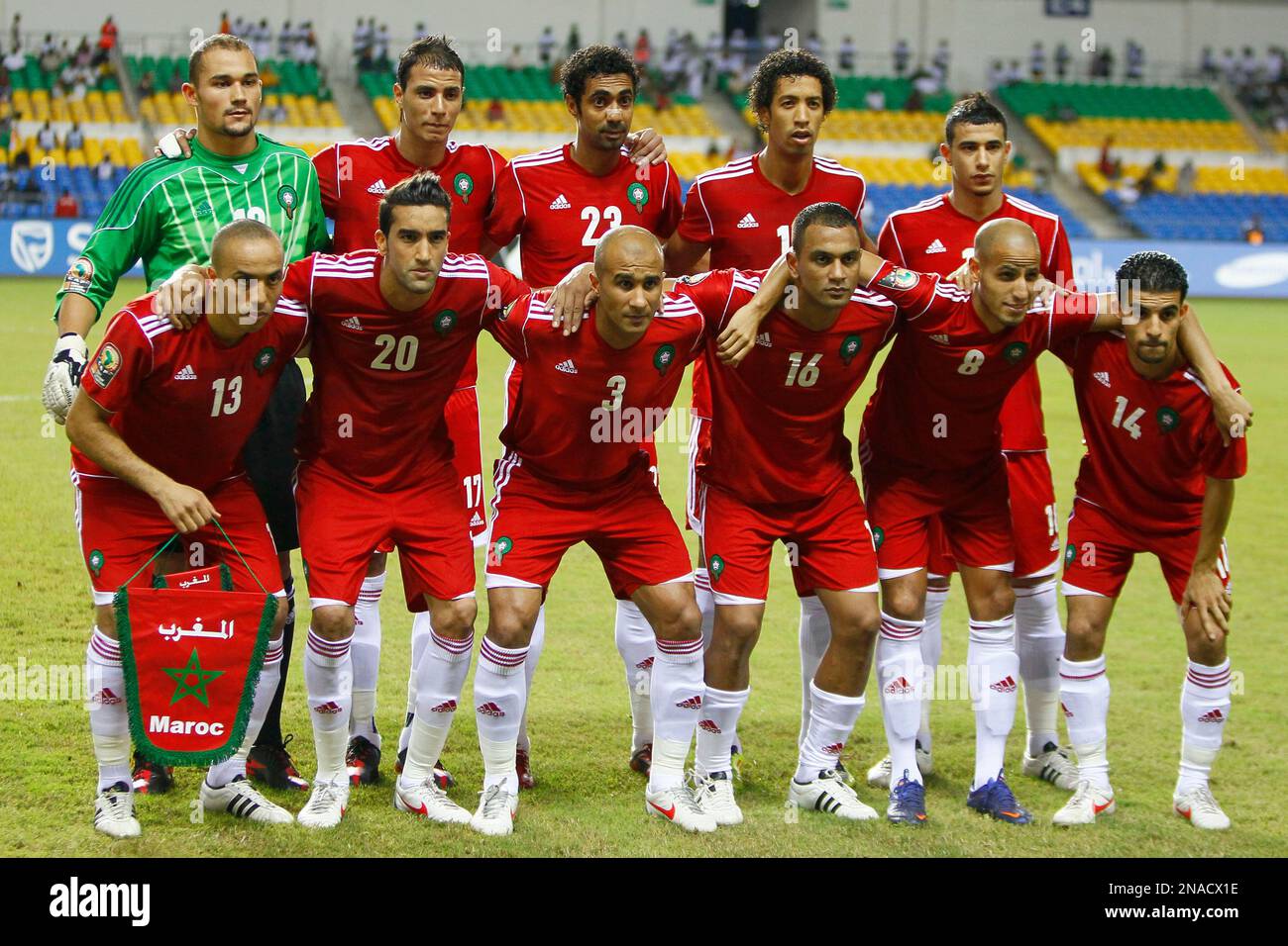 Morocco soccer team, from left top, goalkeeper Mohamed Amsif, Marouane ...