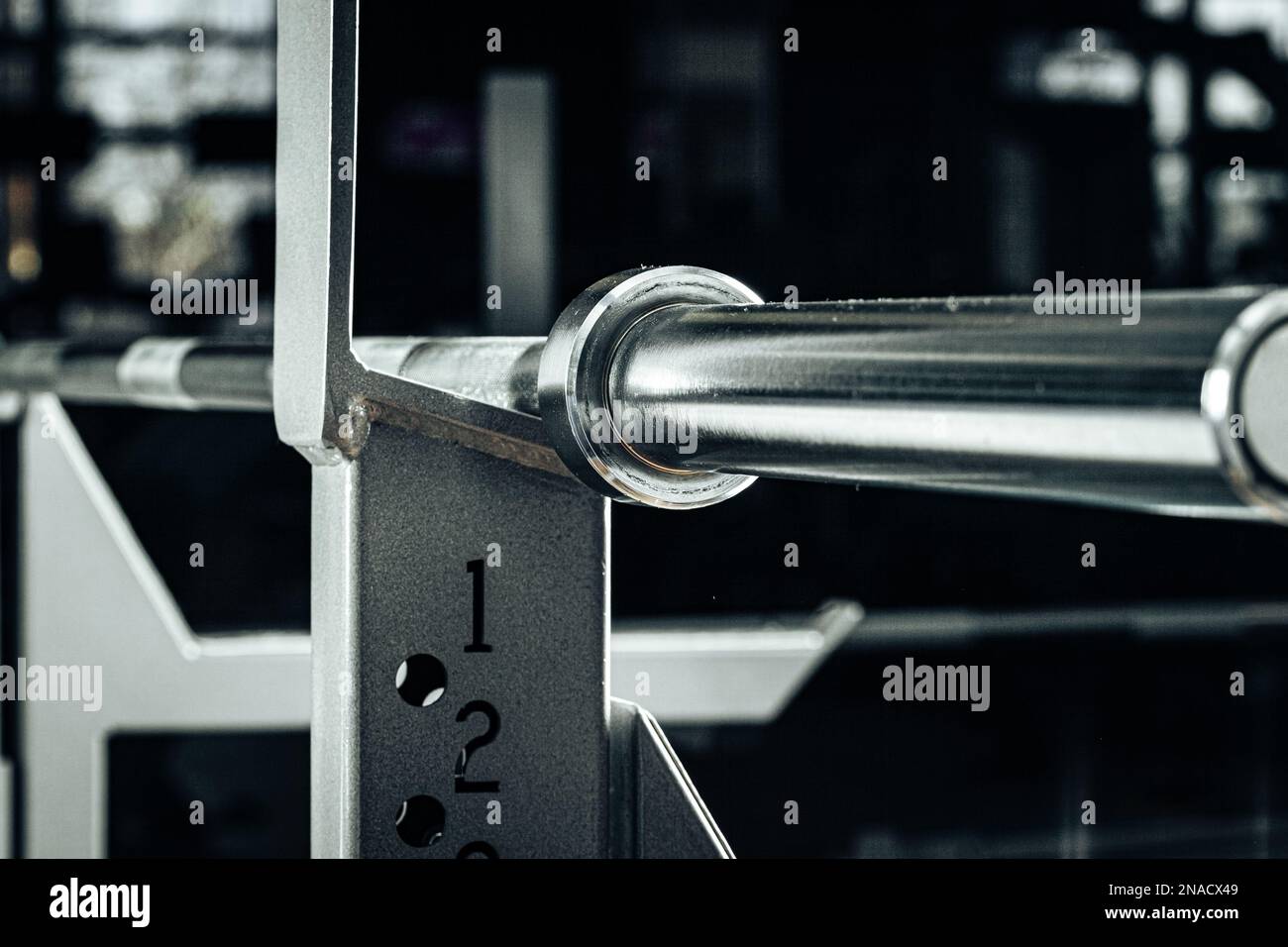 Metal gym weight bar for powerlifting close up Stock Photo - Alamy