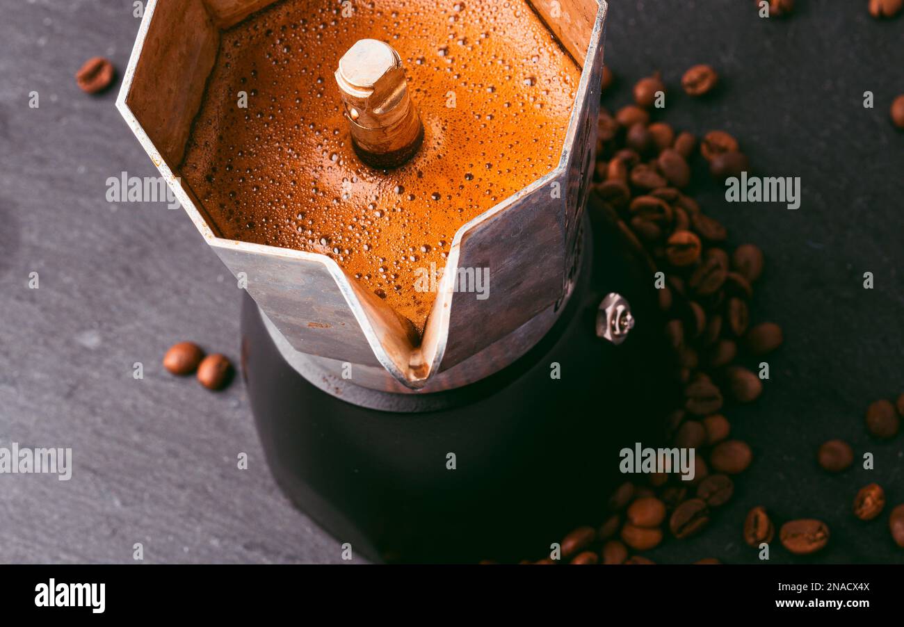 Geyser coffee maker for aromatic brewed coffee Stock Photo - Alamy