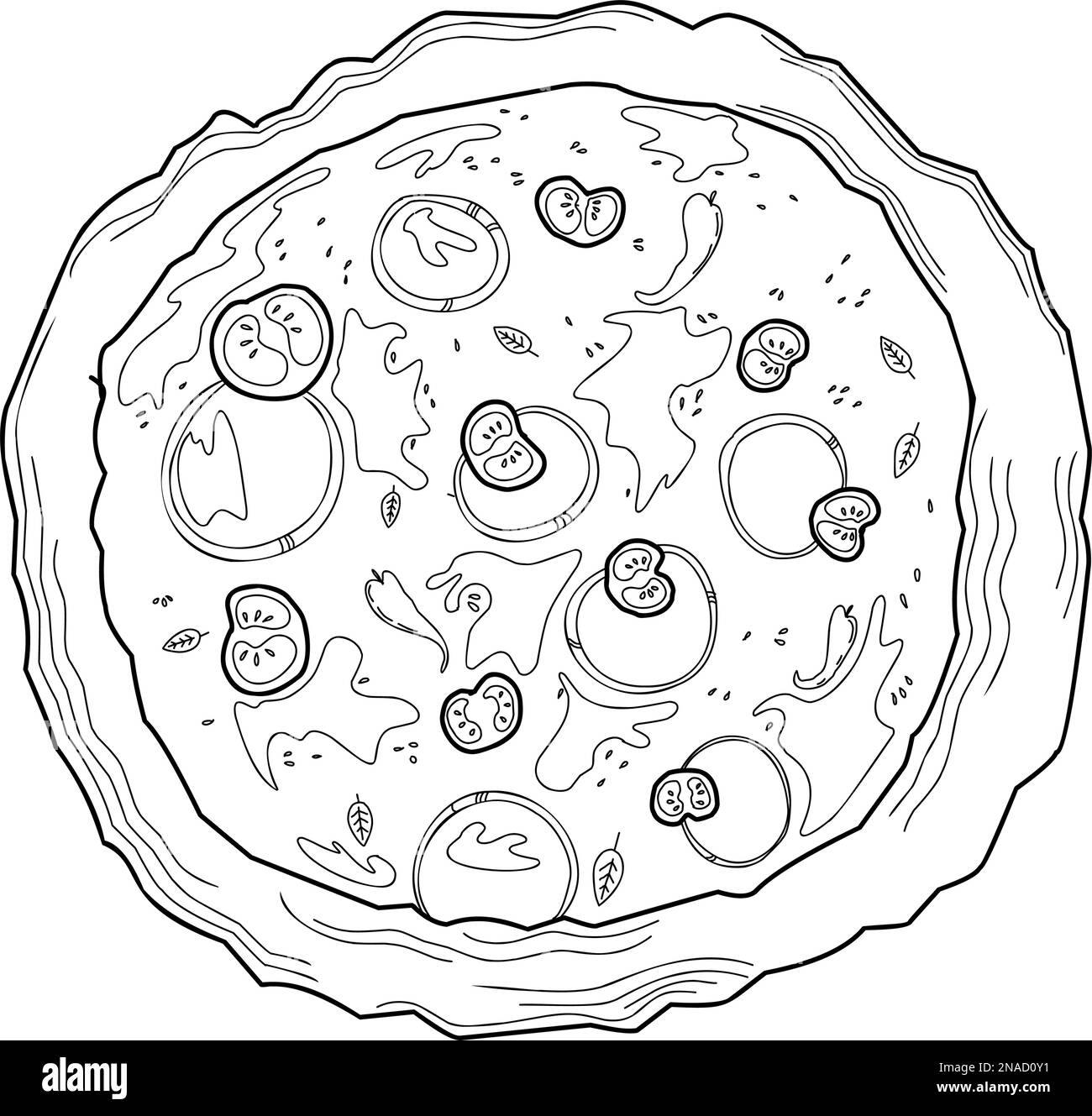 Pizza doodle. Italian pizza simple linear drawing. Italian cuisine ...