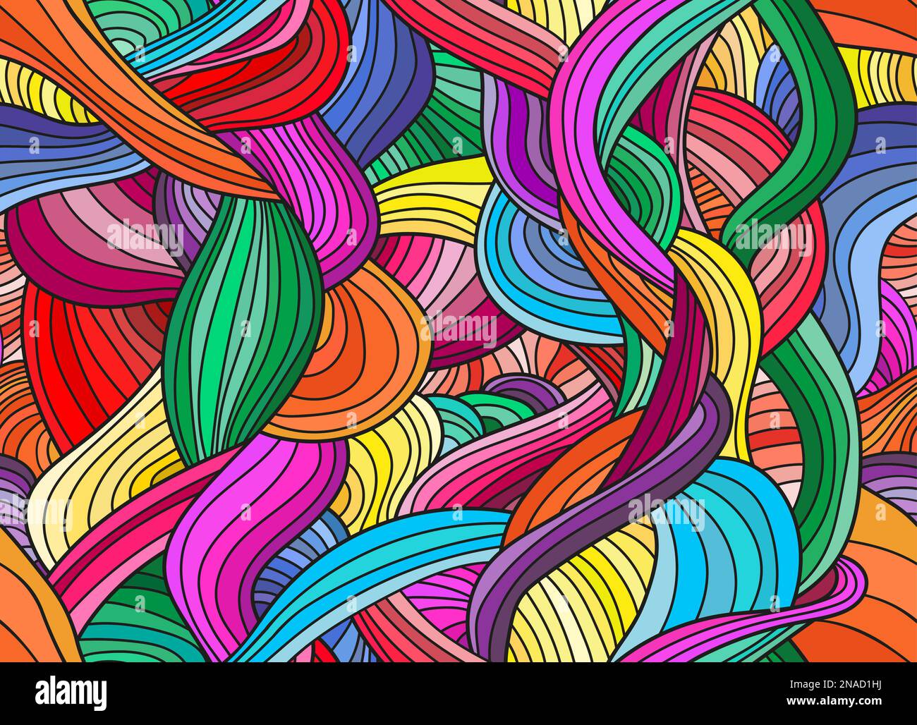 Abstract doodle seamless patterns in bright colors. Background for ...