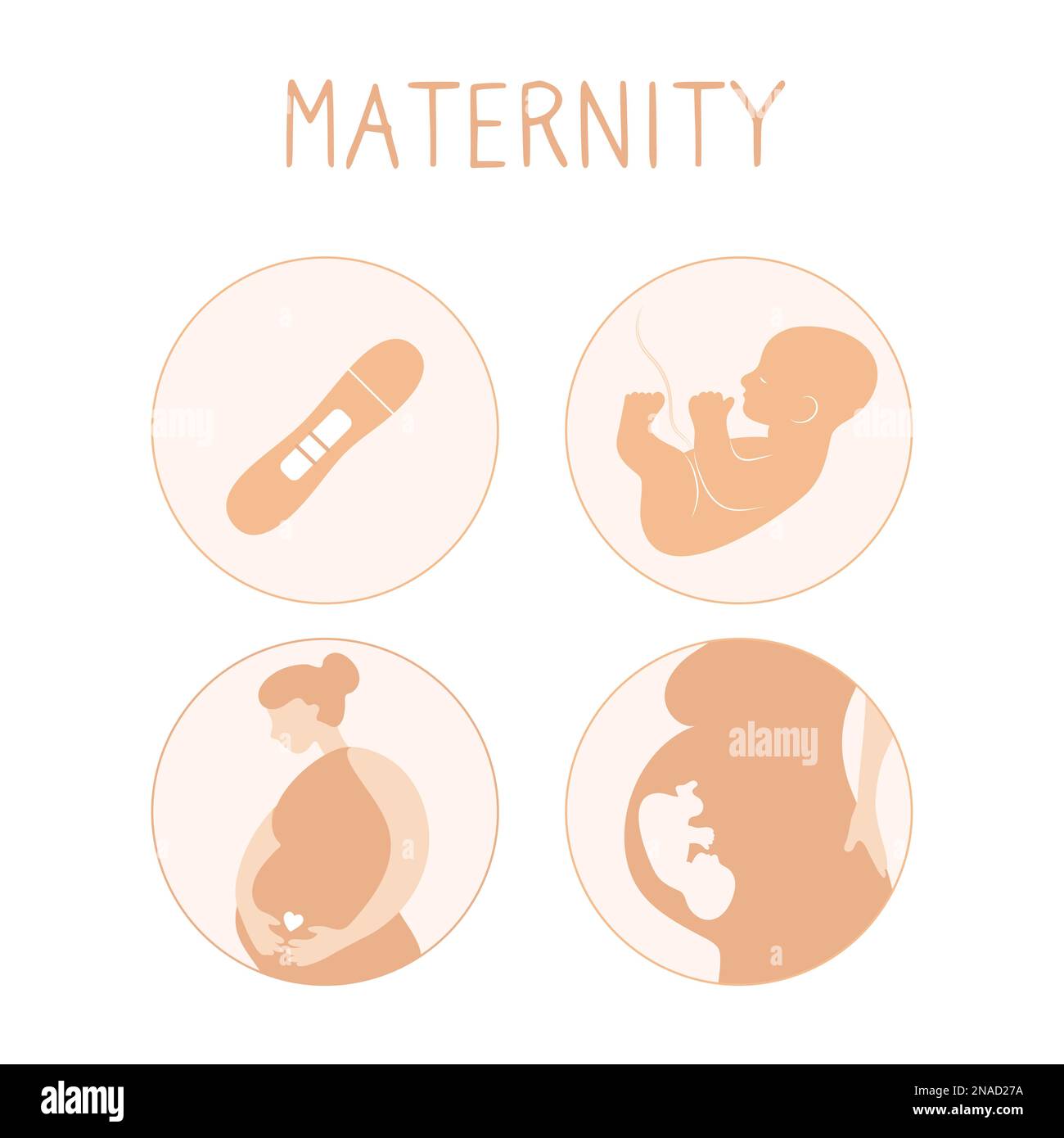 Maternity icon set. Fertilization and childbirth linear simple ...