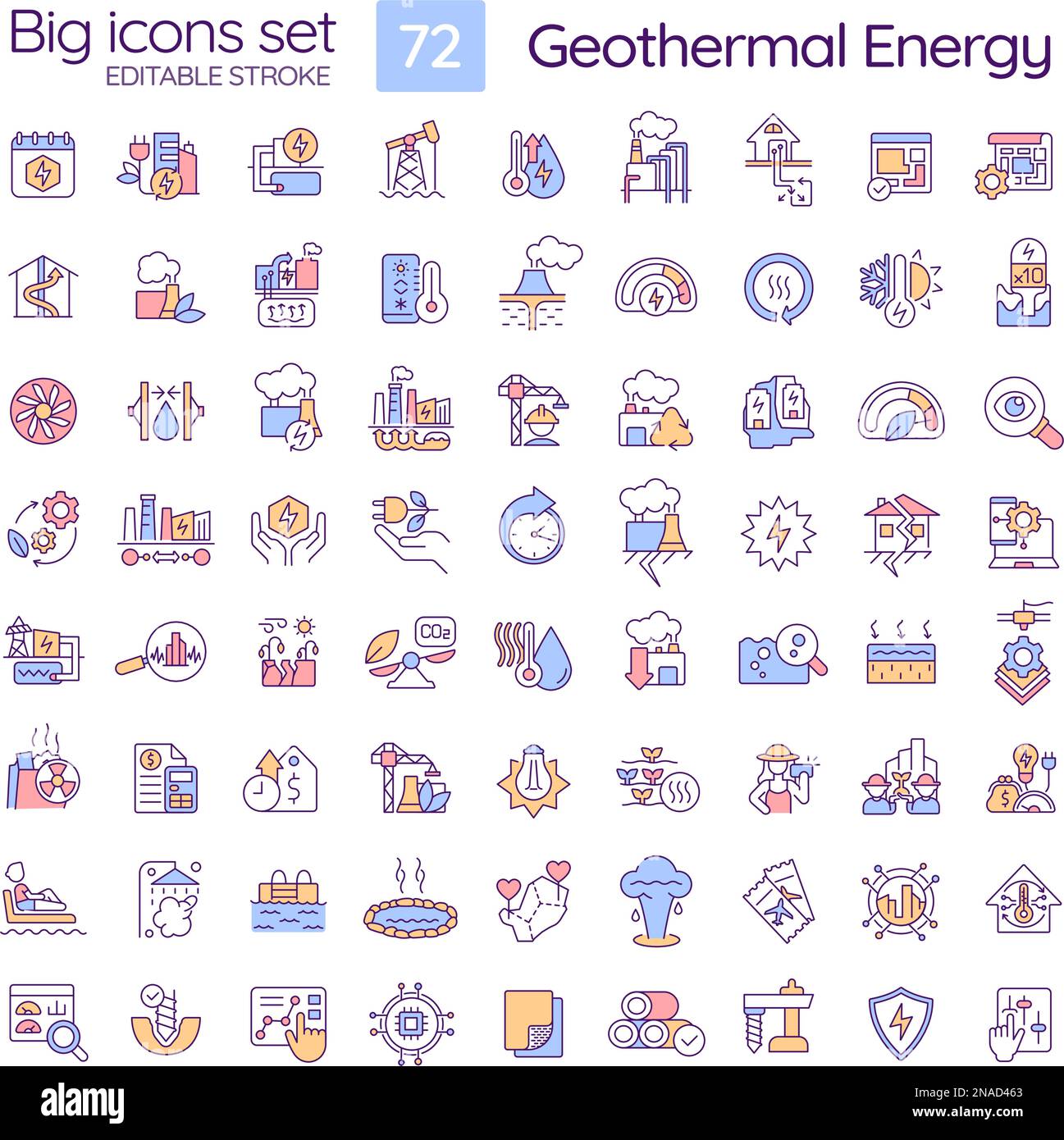 Geothermal energy RGB color icons set Stock Vector Image & Art - Alamy