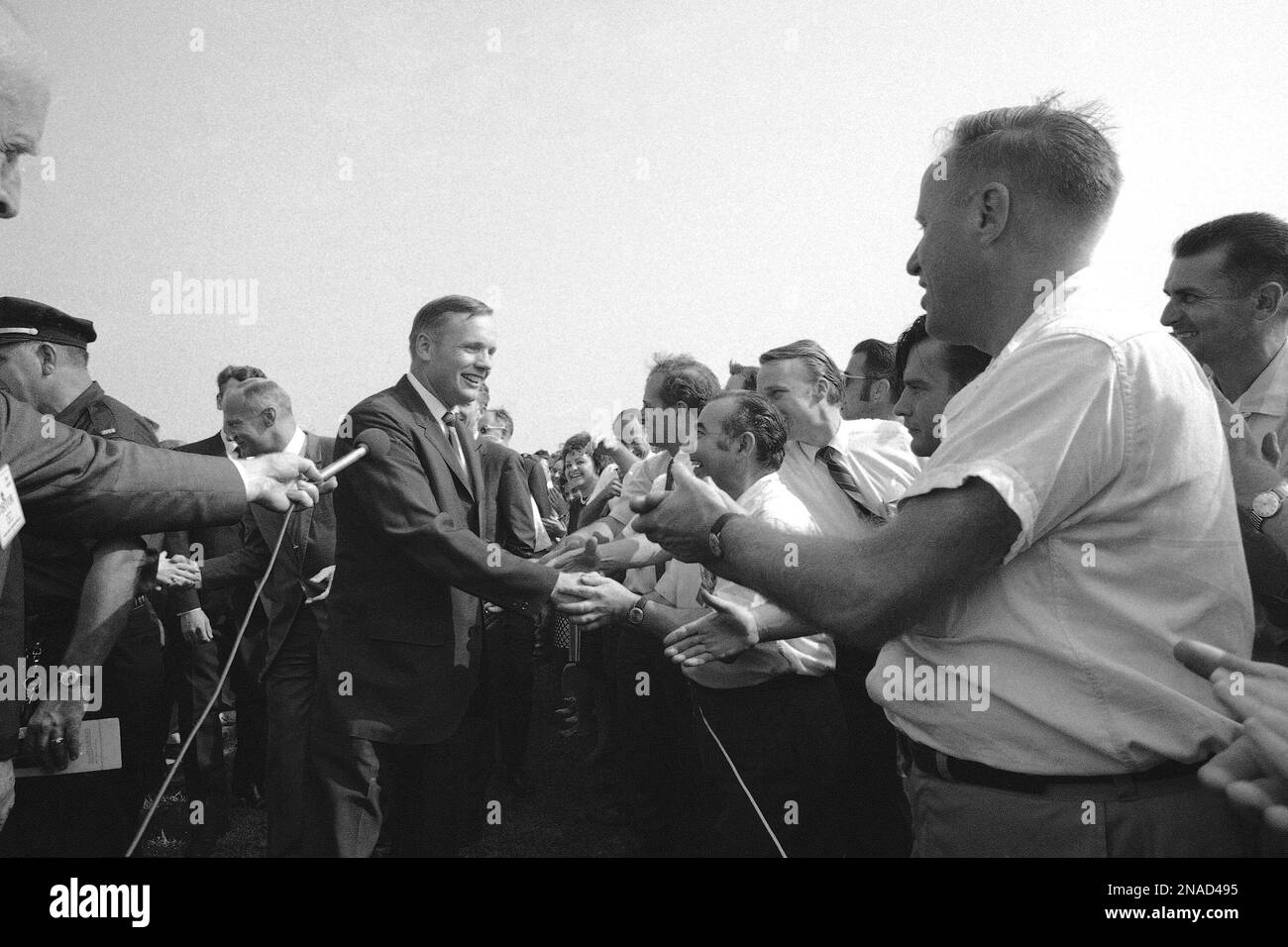 The two men who walked on the moon, Neil Armstrong, right, and Edwin ...