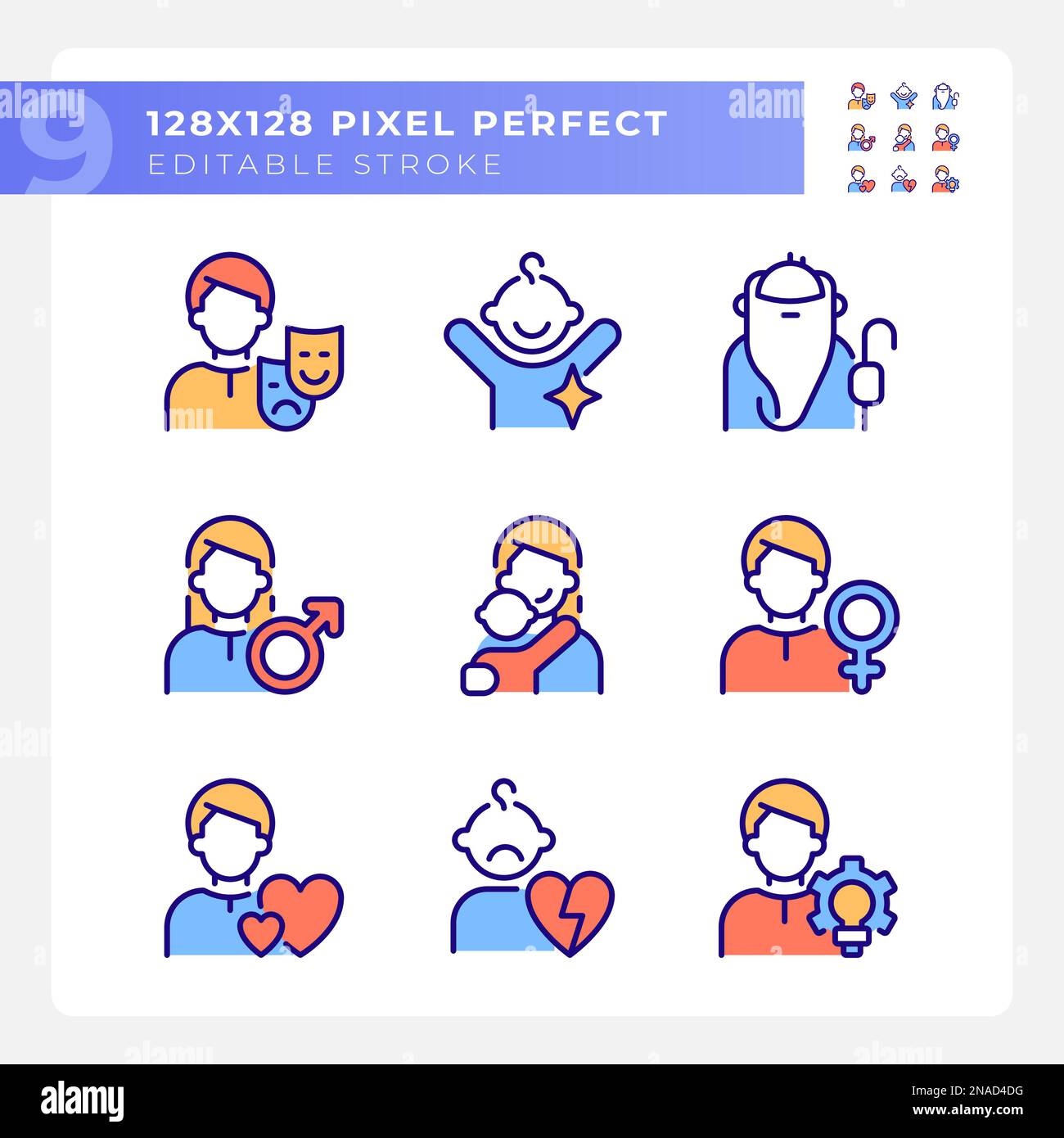Personal characteristics pixel perfect RGB color icons set Stock Vector ... Personal characteristics pixel perfect RGB color icons set Stock Vector ...