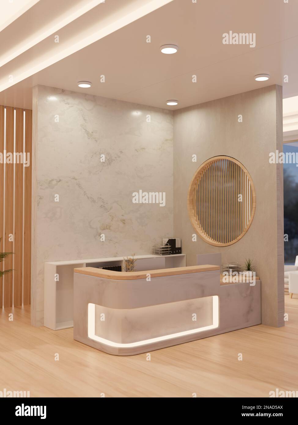 Interior design of a beautiful elegance reception area with luxury ...