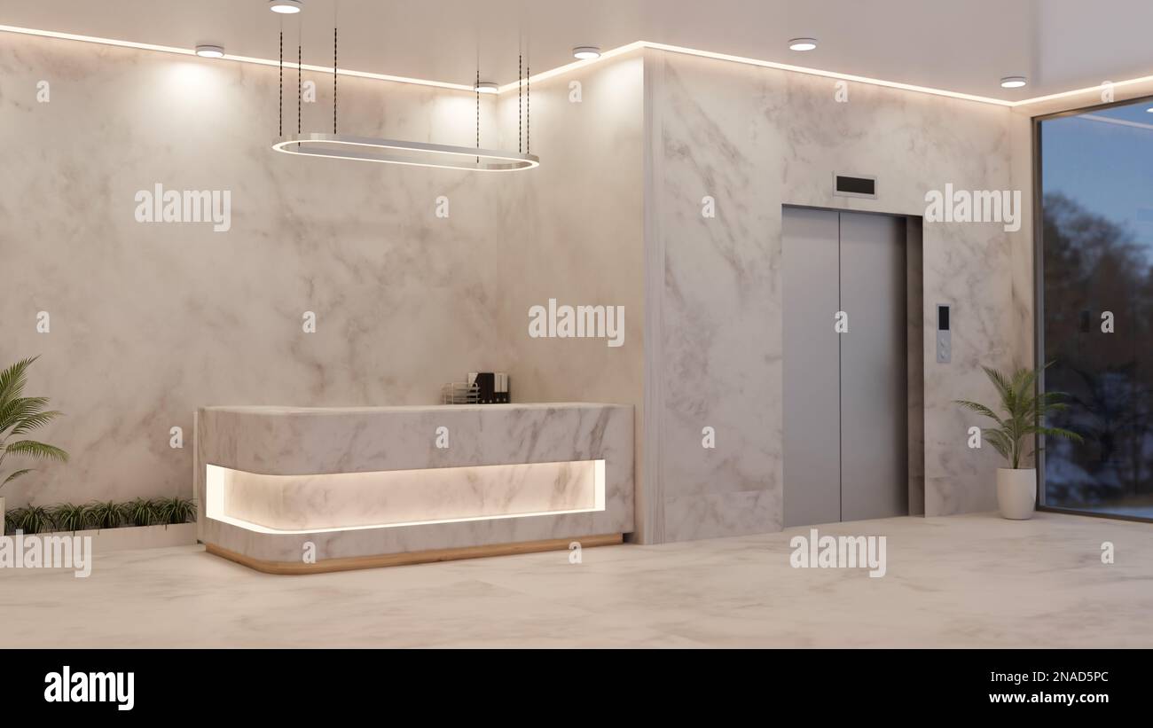 Luxury Interior Design Office White And Marble
