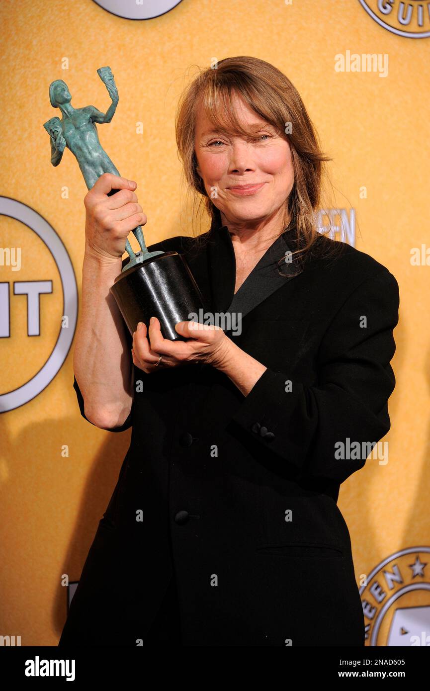 Sissy Spacek poses backstage with the award for outstanding performance ...