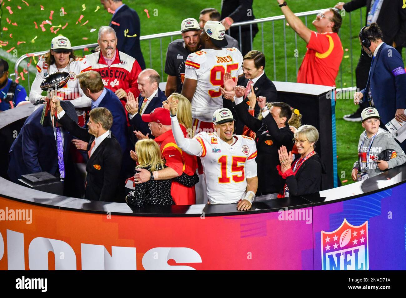 Kansas City Chiefs quarterback Patrick Mahomes celebrates victory ...