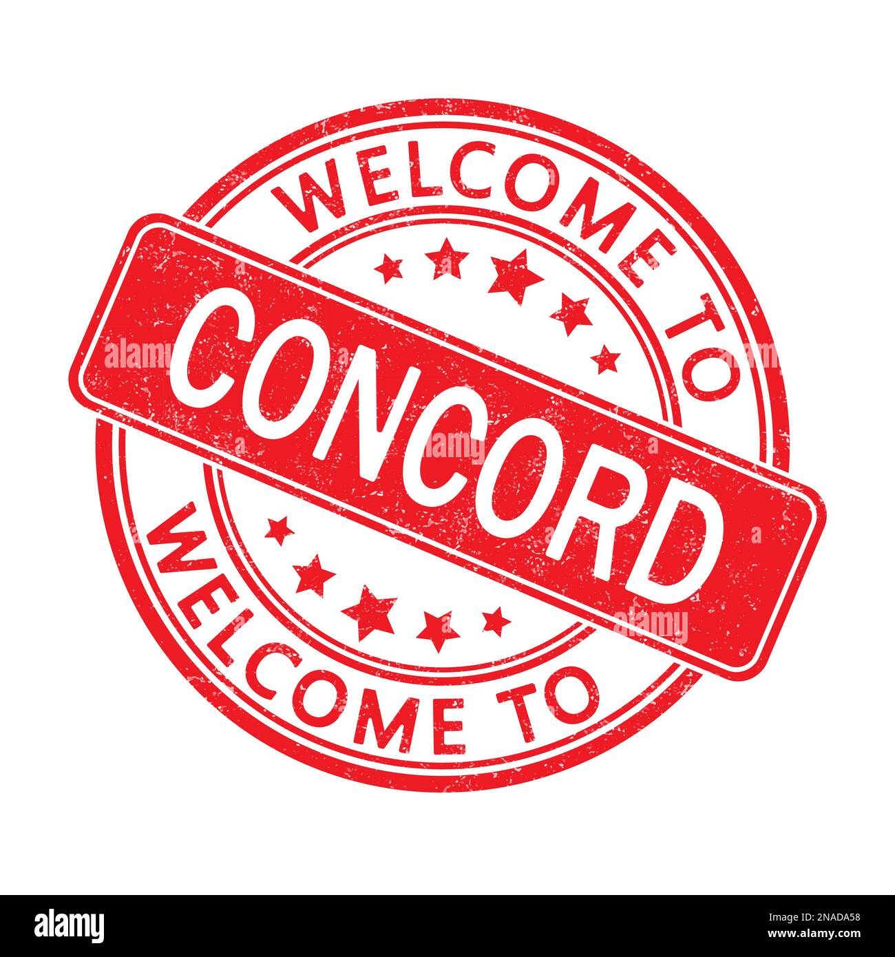 Welcome to Concord. Impression of a round stamp with a scuff. Flat ...