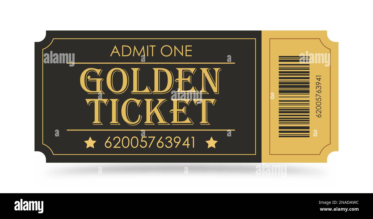 Golden Ticket. Vector illustration for websites, applications, cinemas ...