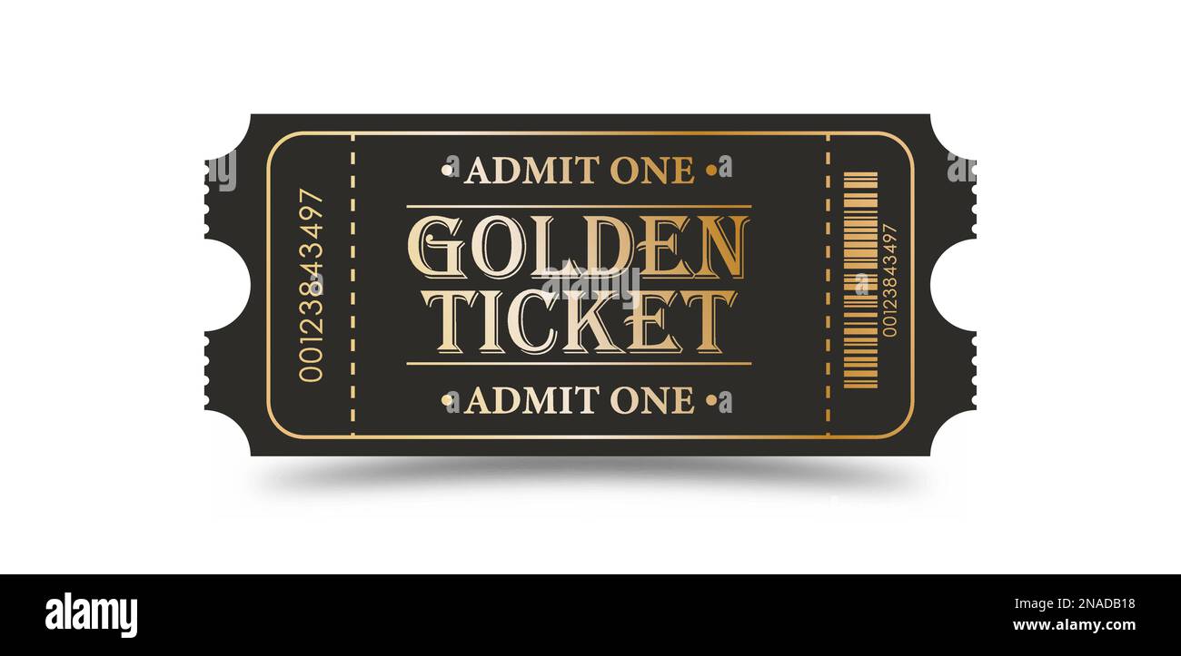 Golden Ticket. Vector illustration for websites, applications, cinemas ...