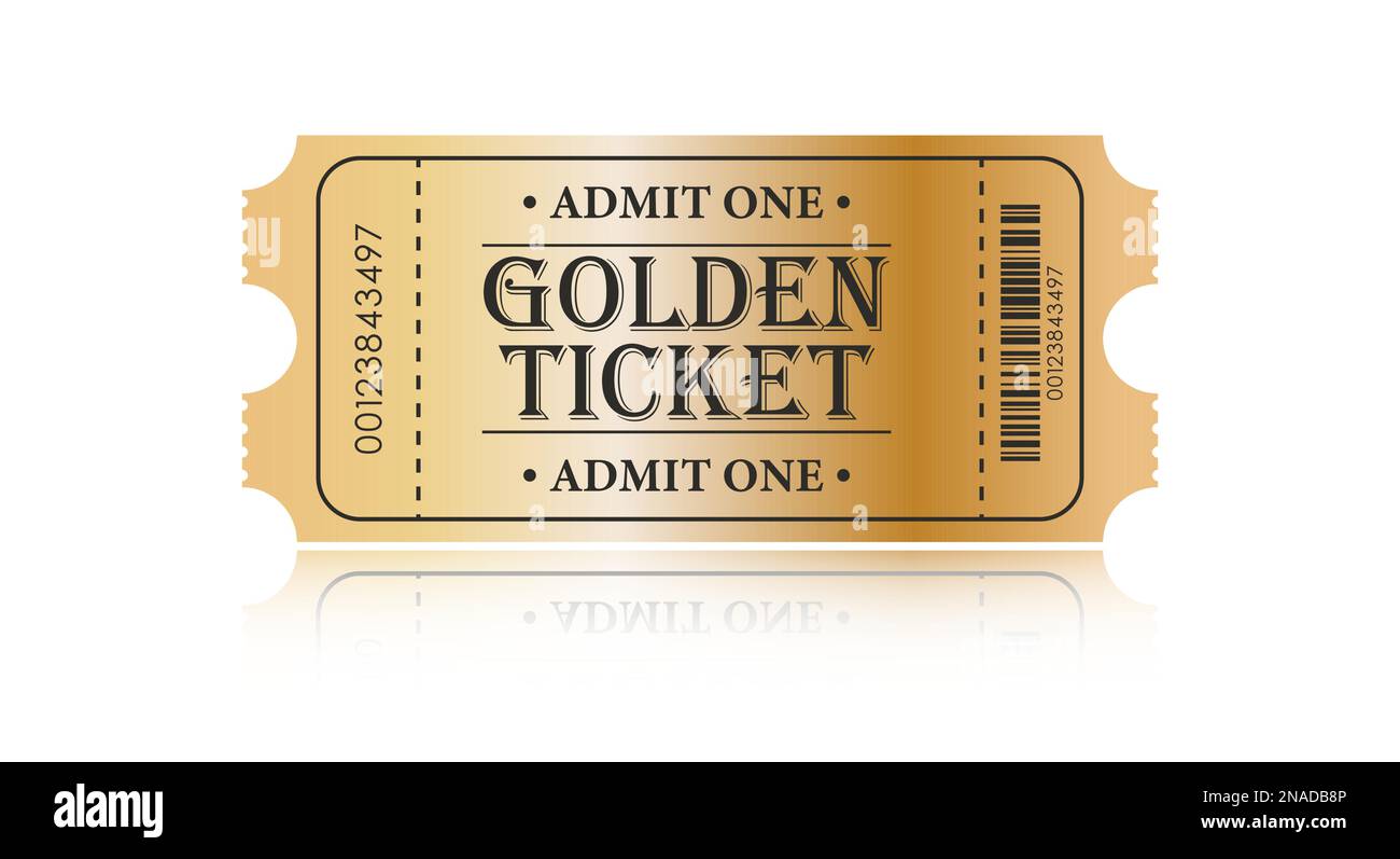 Golden Ticket. Vector illustration for websites, applications, cinemas ...