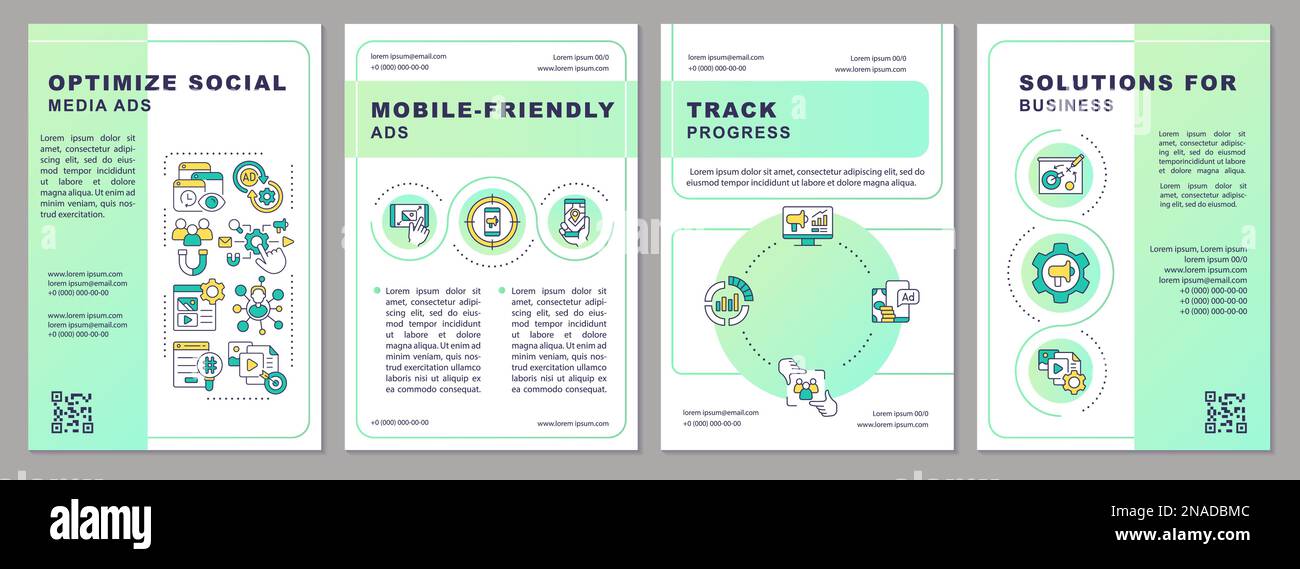 Optimize social media ads green gradient brochure template Stock Vector ...