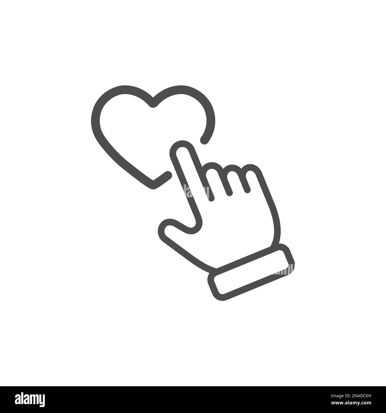 A hand click on the heart icon. The hand points to the heart symbol ...