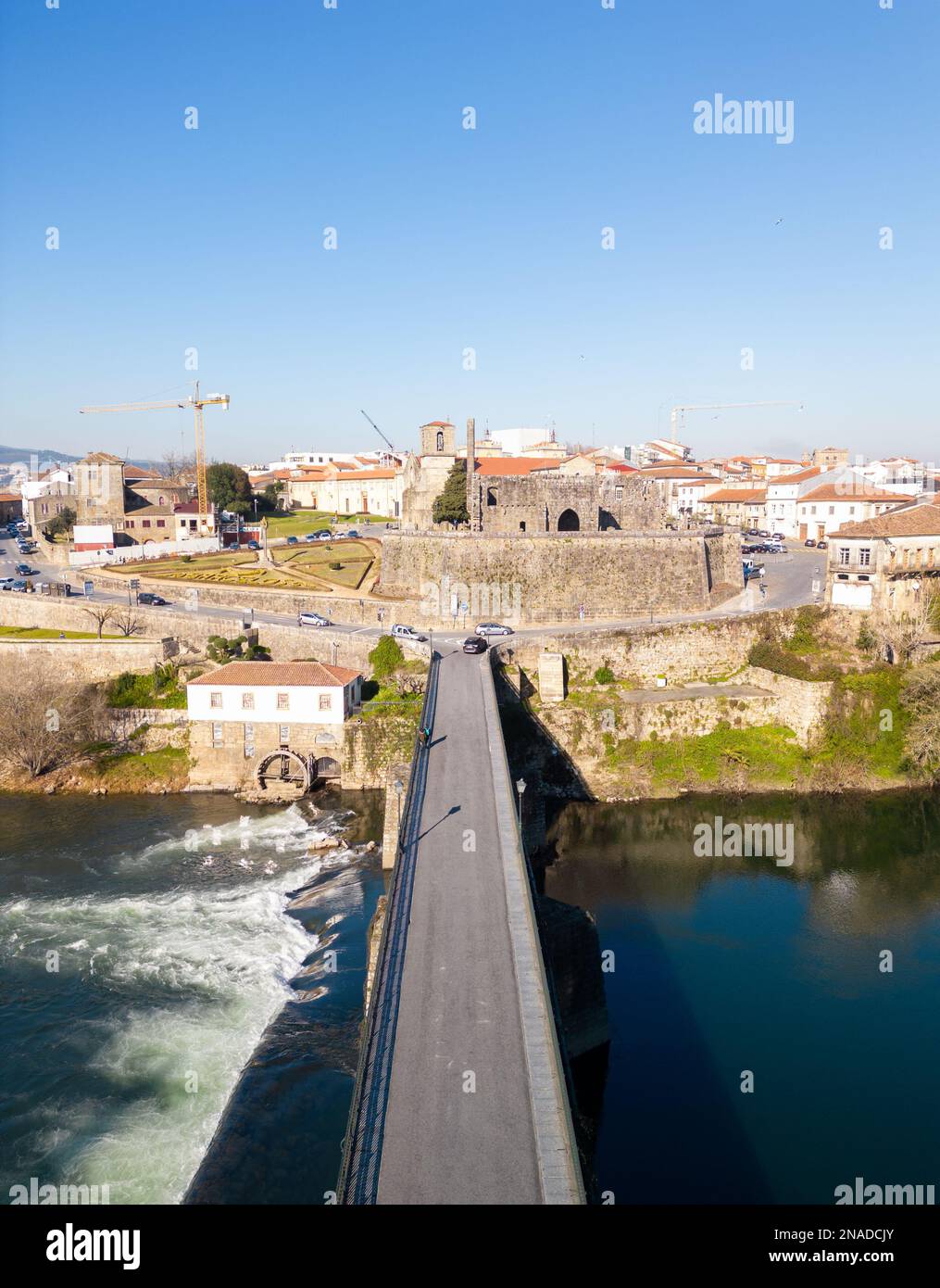Aerial view of Barcelos city, district Braga, Portugal. Landscape on ...