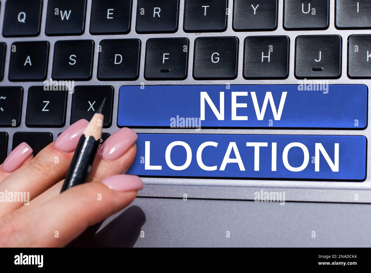 Sign displaying New Location, Internet Concept Get located on a new ...