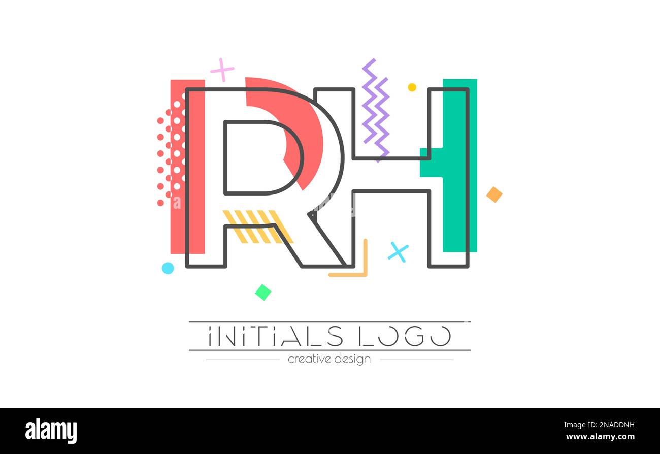 Letters R and H. Merging of two letters. Initials logo or abbreviation ...