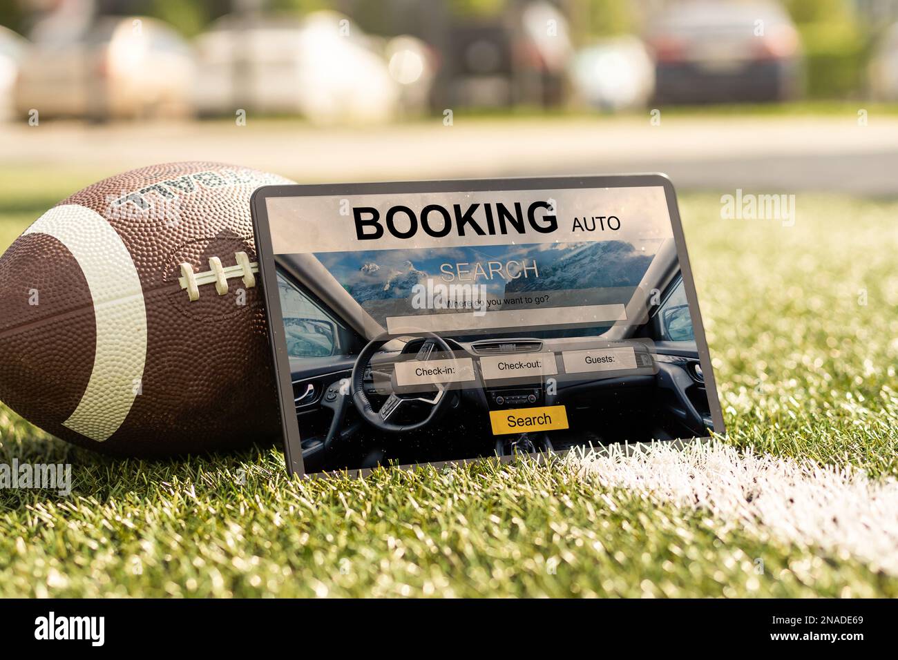laptop, find a car concept, booking car Stock Photo - Alamy