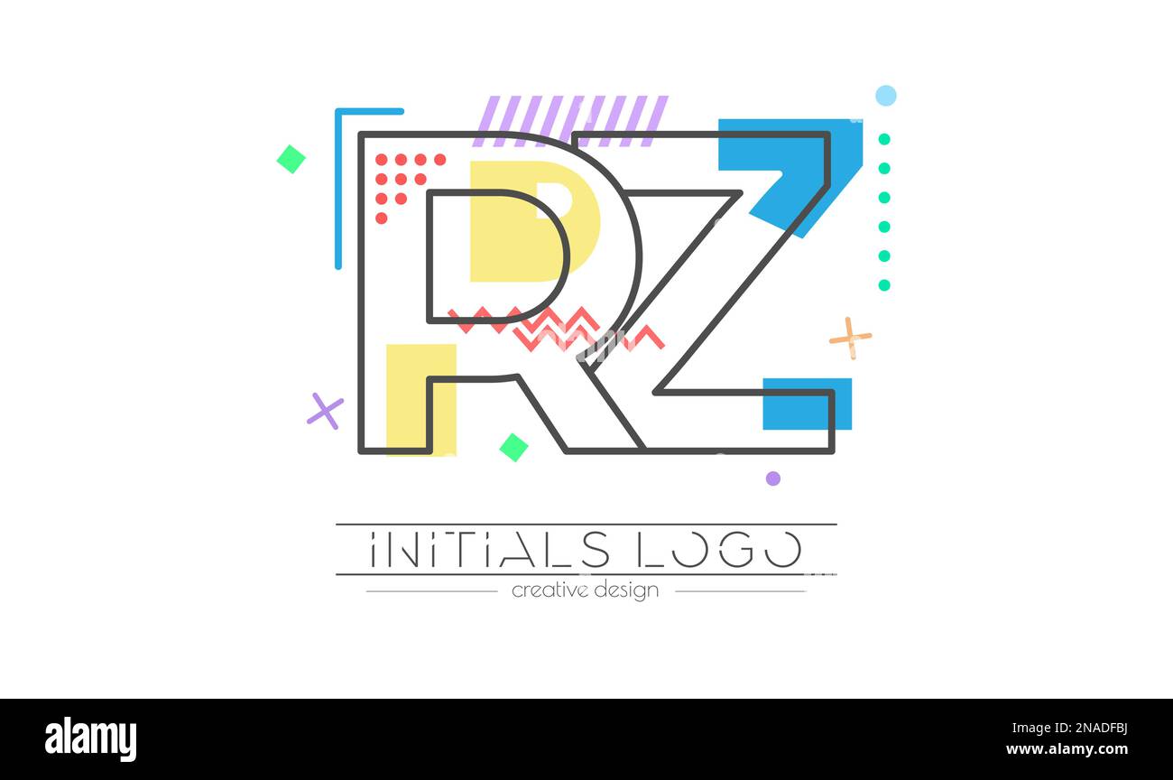 Letters R and Z. Merging of two letters. Initials logo or abbreviation ...