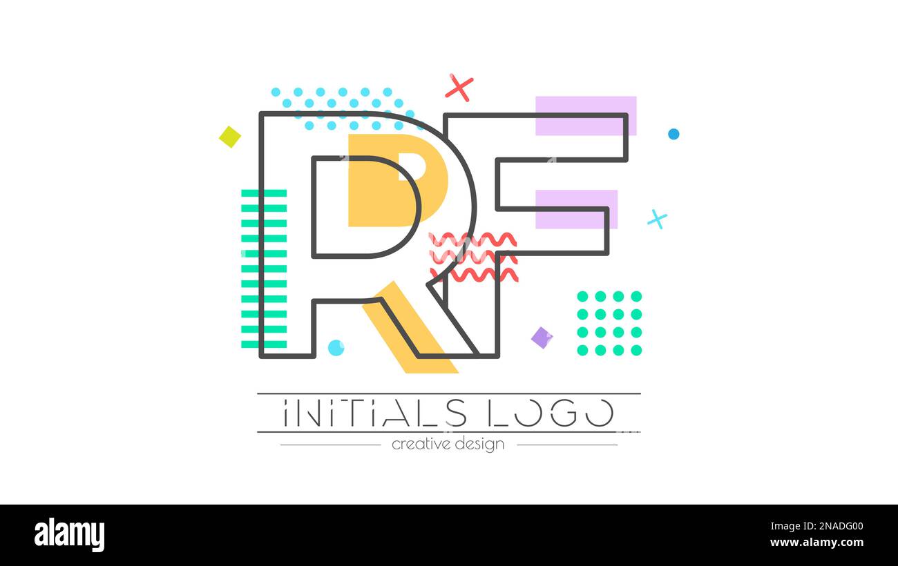 Letters R and F. Merging of two letters. Initials logo or abbreviation ...