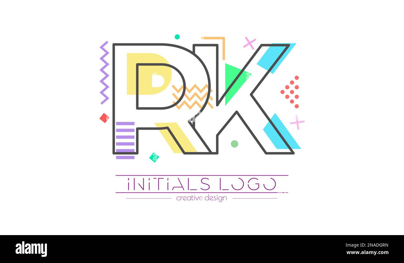 Letters R and K. Merging of two letters. Initials logo or abbreviation ...