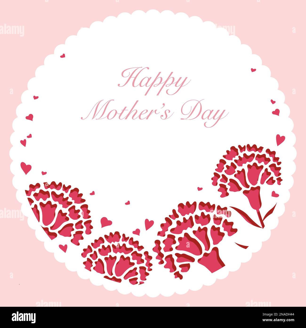 Vector Round Carnation Frame With Text Space For Mother’s Day ...