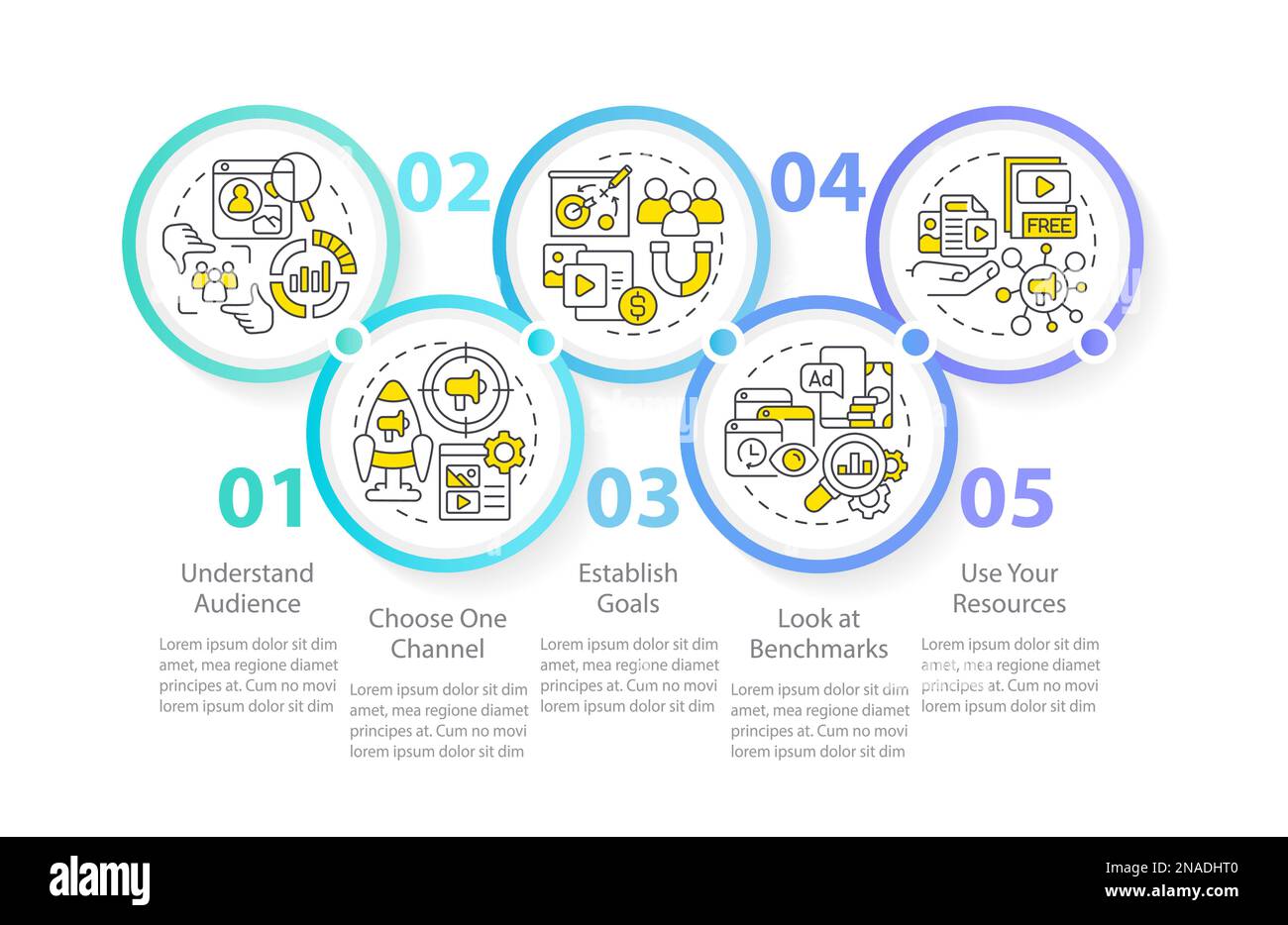 Start social media advertising circle infographic template Stock Vector ...