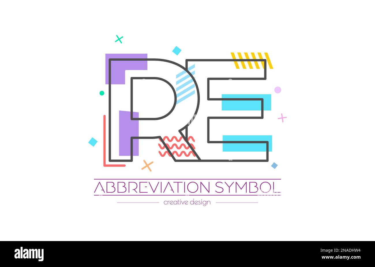 Letters R and E. Merging of two letters. Initials logo or abbreviation ...