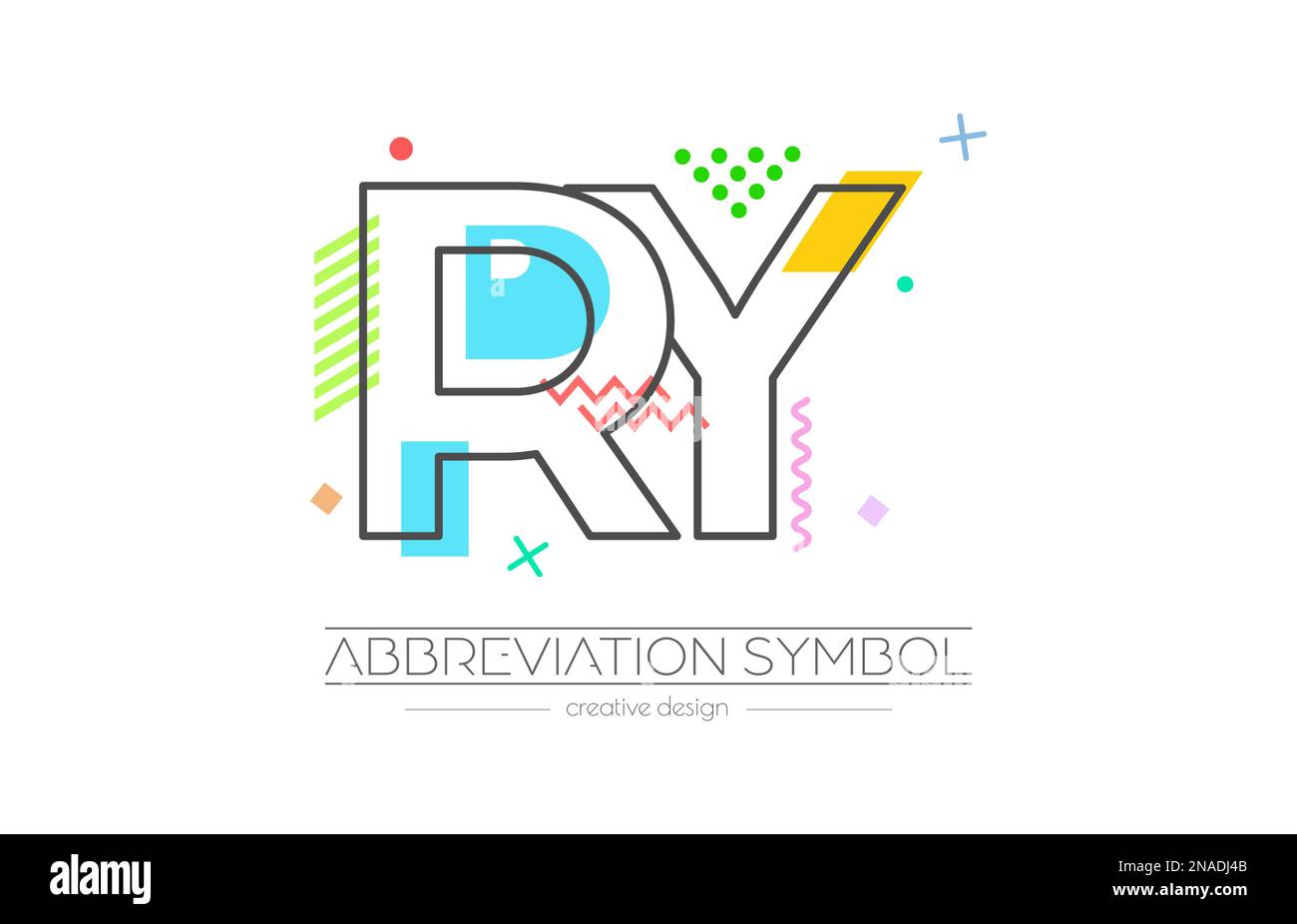Letters R and Y. Merging of two letters. Initials logo or abbreviation ...