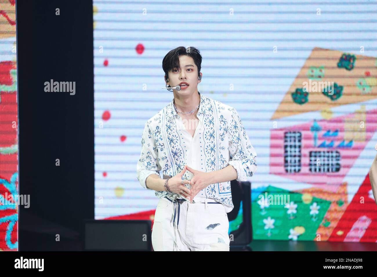 South Korean boy band AB6IX attended the Taipei fan meeting, Taiwan, 11 February, 2023. (Photo ...