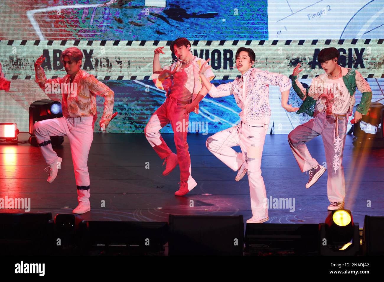 South Korean boy band AB6IX attended the Taipei fan meeting, Taiwan, 11 February, 2023. (Photo ...