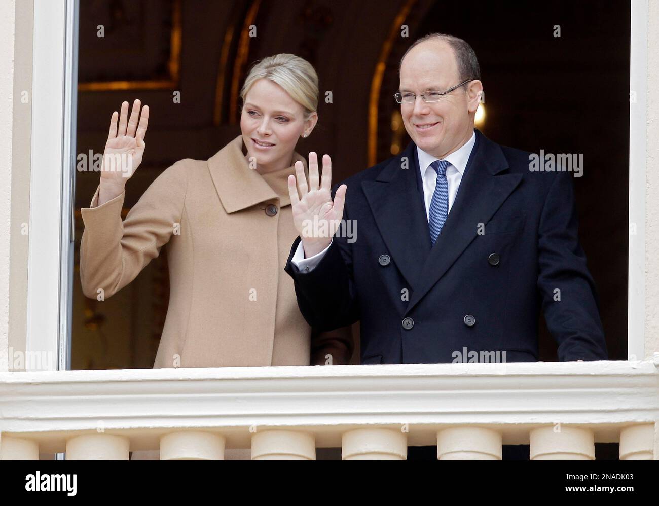 Prince Albert II of Monaco and his wife Princess Charlene attend the St ...