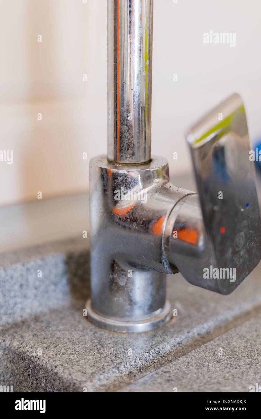 dirty dishes in the kitchen sink. A raid on plumbing. High quality ...
