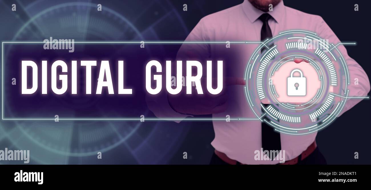 Conceptual display Digital Guru, Business showcase teacher and ...