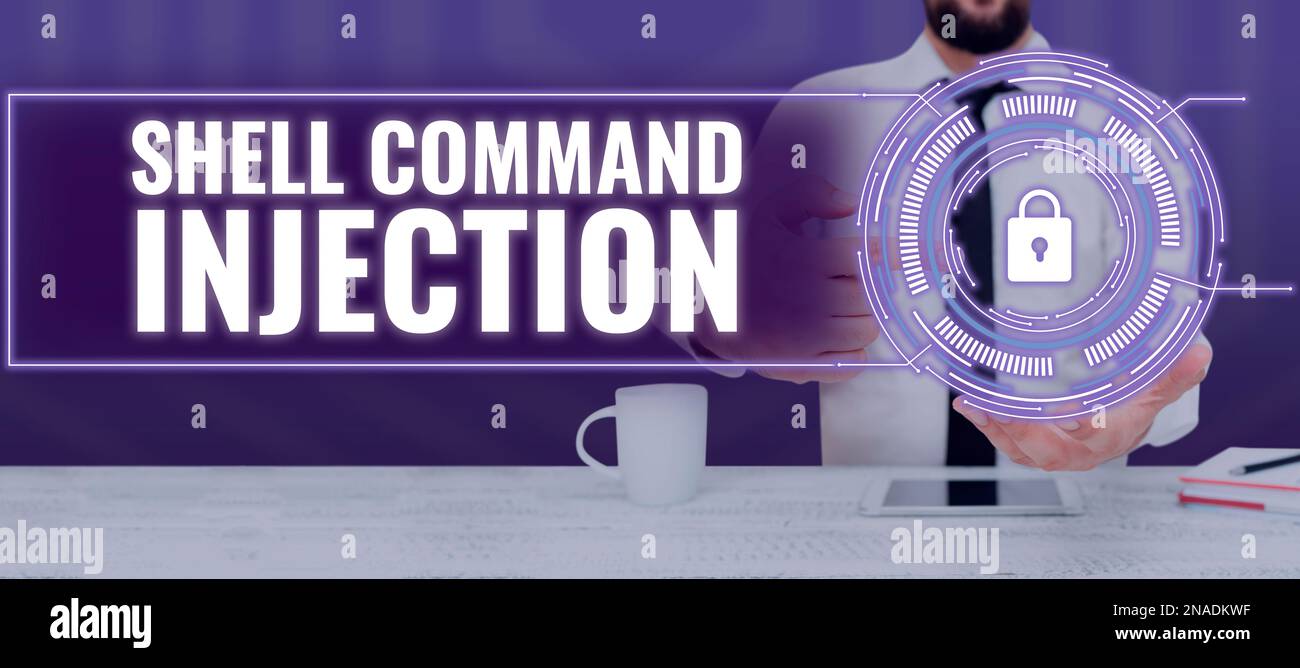 Text Sign Showing Shell Command Injection Word For Used By Hackers To Execute System Commands