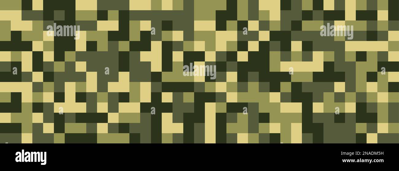 Digital camouflage in green tones. Seamless vector pattern. Pixel grid ...