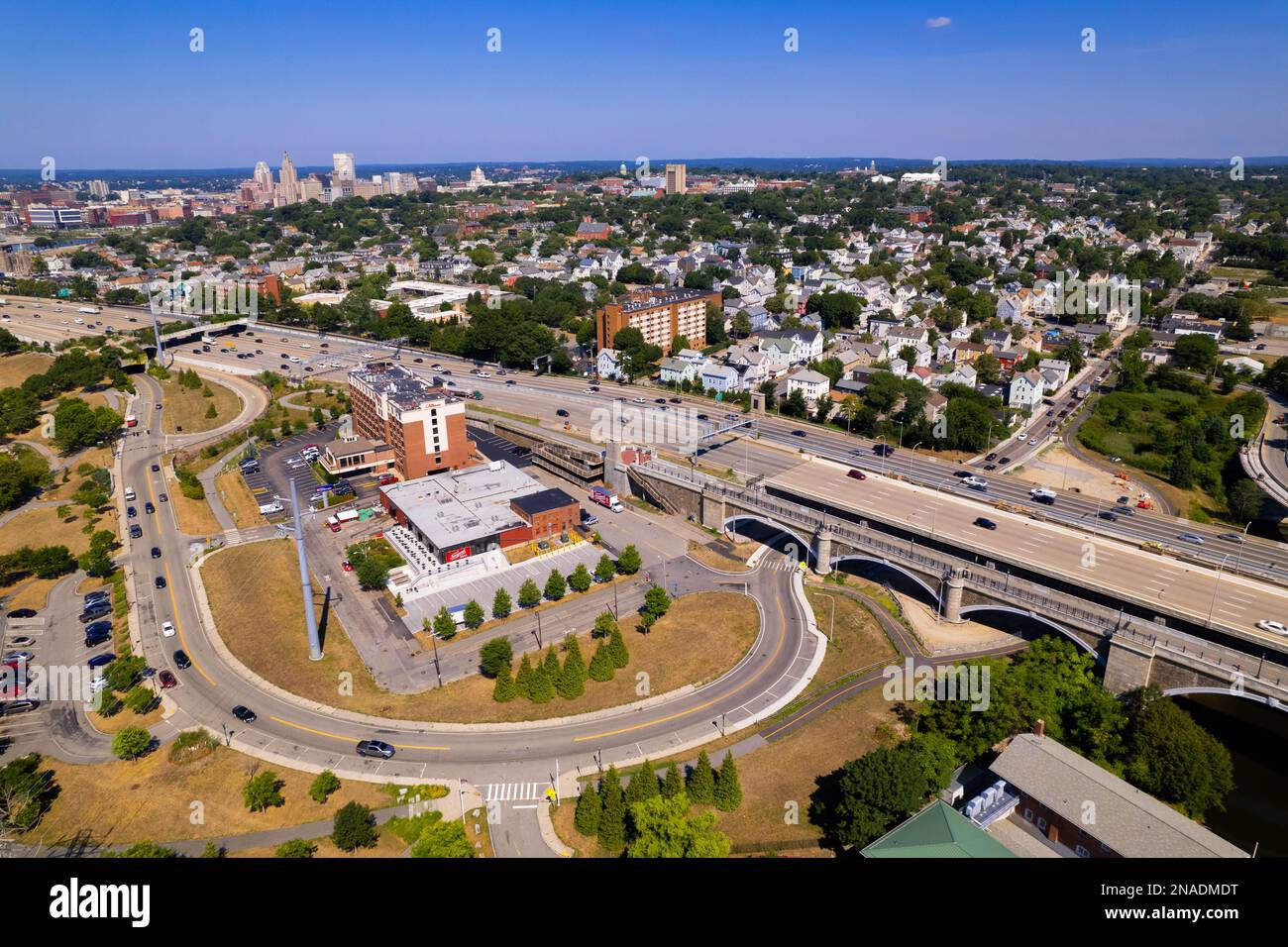 An aerial view of Seekonk river surrounded by buildings Stock Photo - Alamy