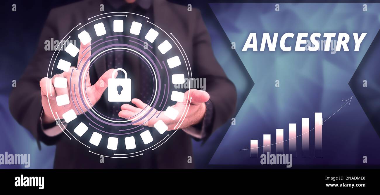 Hand writing sign Ancestry, Business concept the history or ...