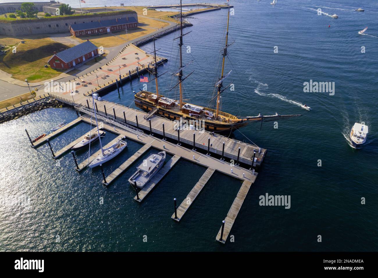 An aerial view of Fort Adams harbor Stock Photo - Alamy