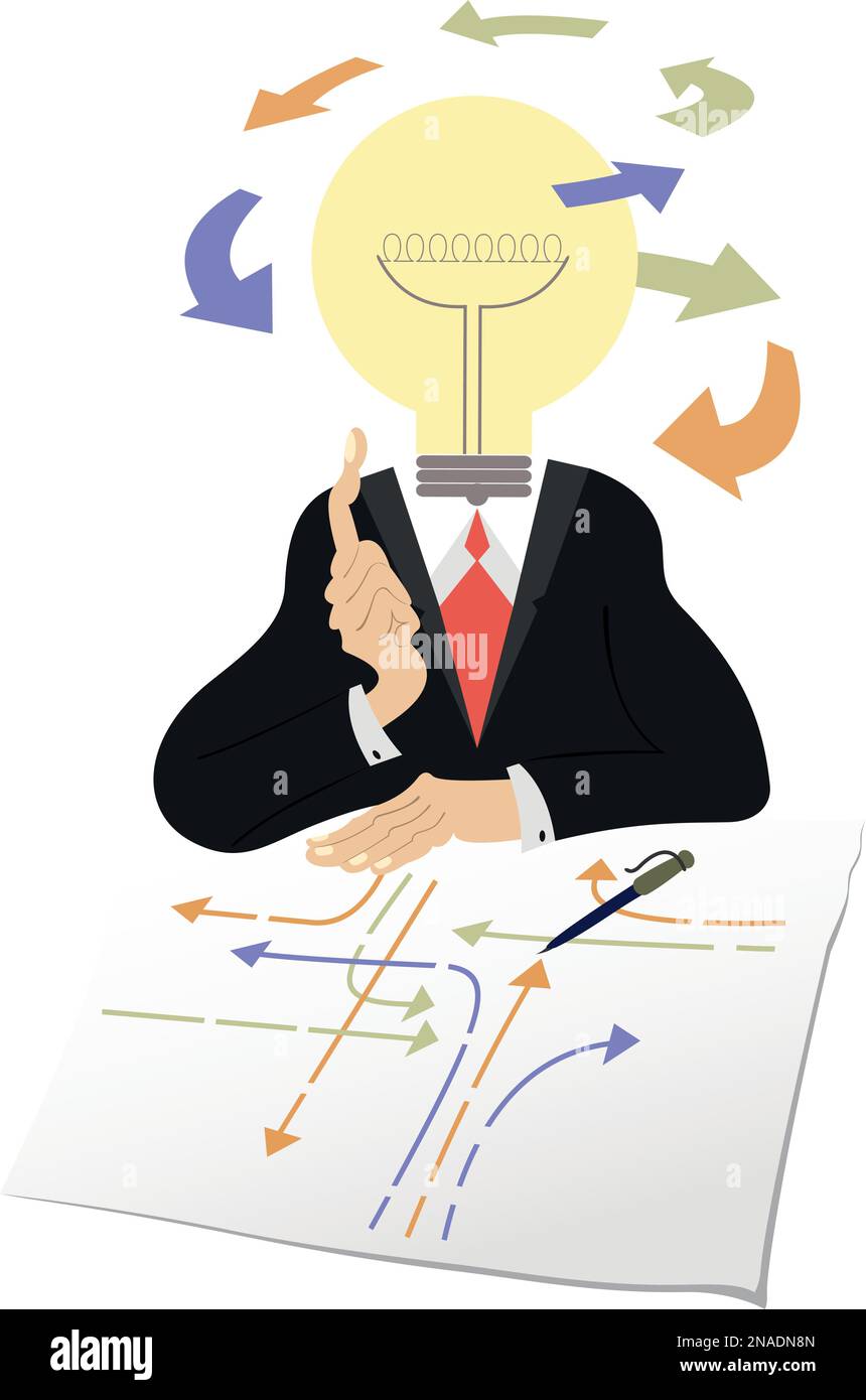 Business idea, knowledge exchange. Thinking businessman with a light ...