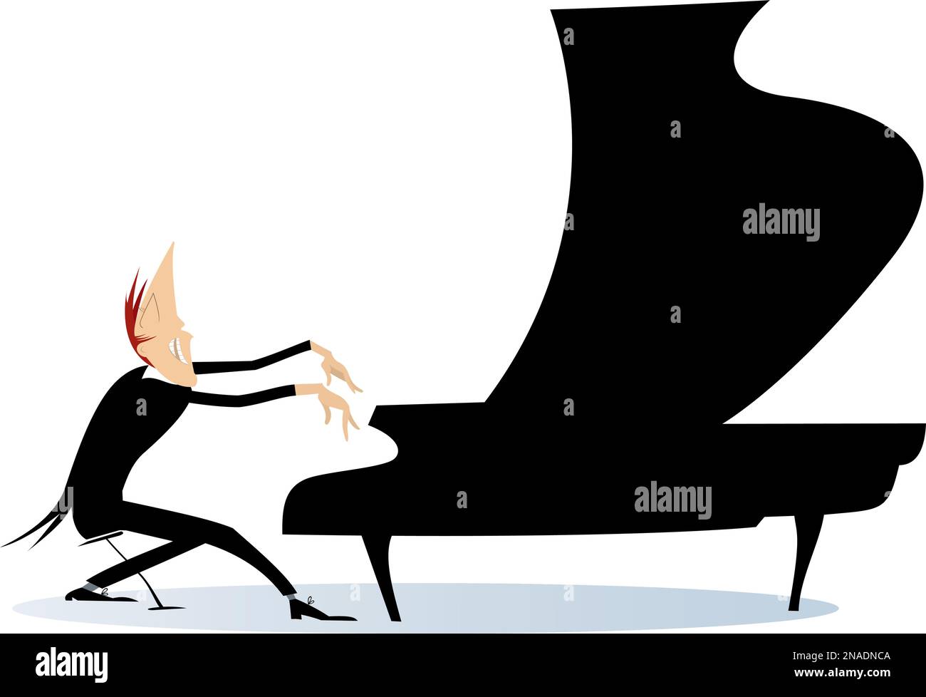 Expressive pianist man playing piano with great inspiration. Isolated ...