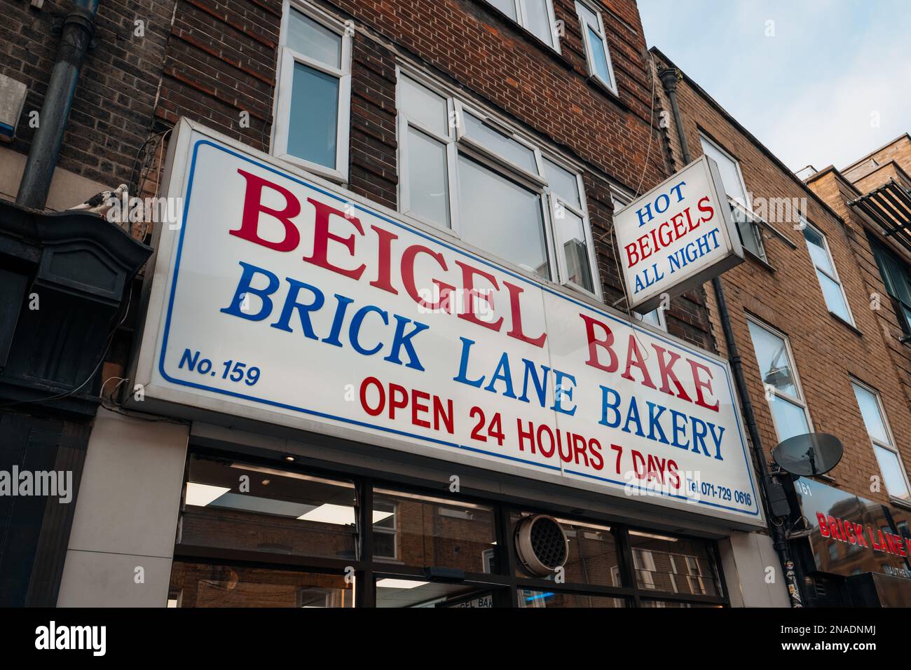 London, UK - February 09, 2023: Name sign on the facade of Beigel Bake ...