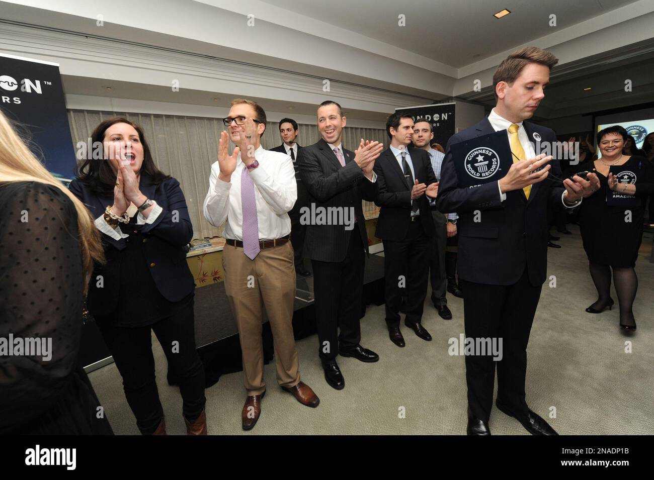 Gordon Innes, third left, CEO, London & Partners, celebrates a world ...