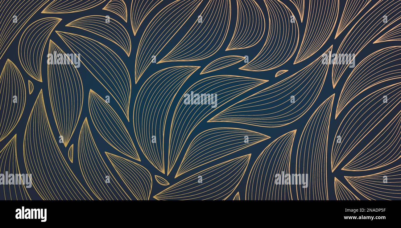 Vector golden leaves botanical modern, art deco wallpaper background ...