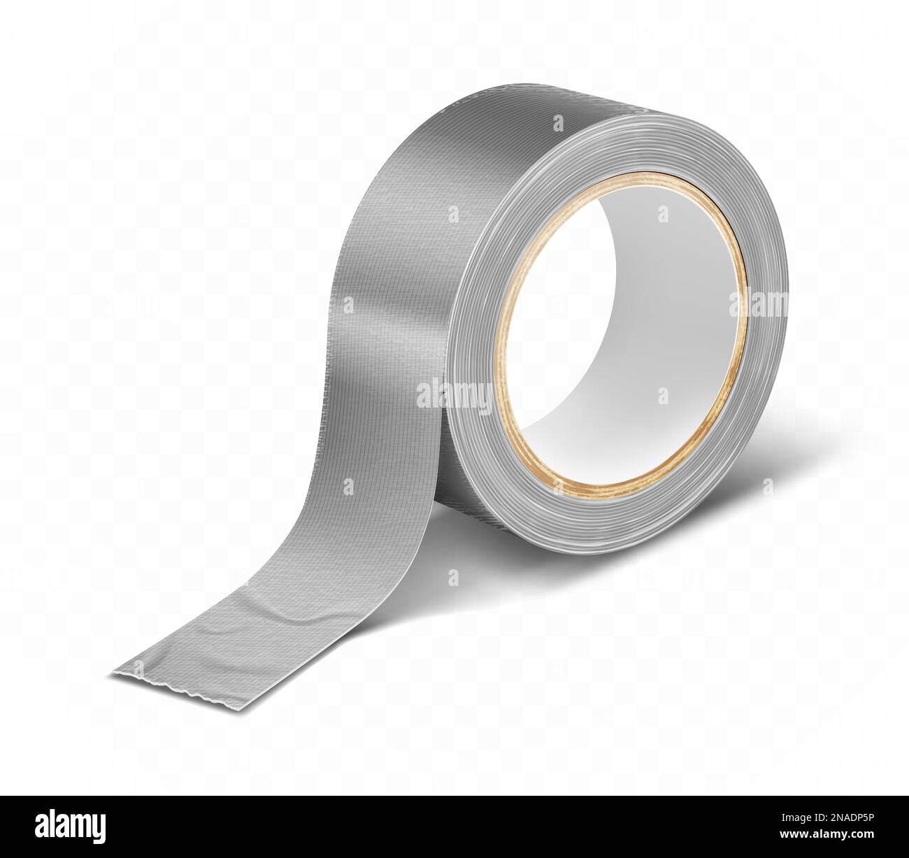 Gray silver duct roll adhesive tape realistic vector illustration ...