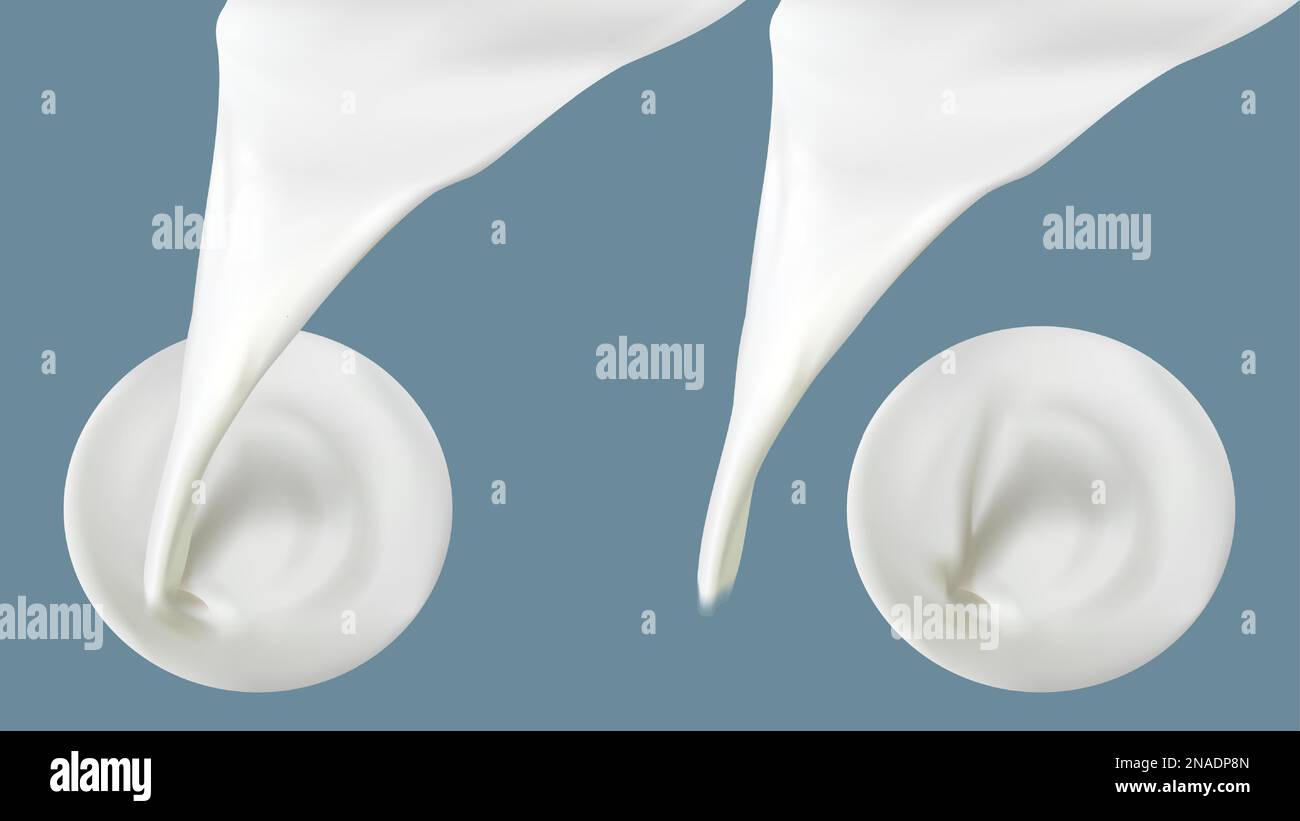 Milk pouring realistic vector illustration. Natural dairy products ...