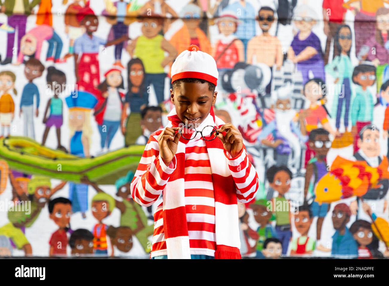 EDITORIAL USE ONLY Levi Babin, nine, interacts with a large-scale Where ...